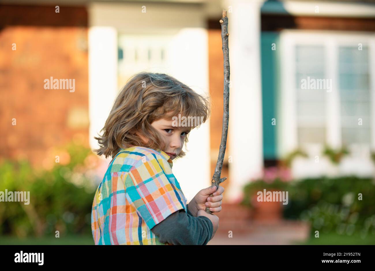 ADHD or kids adaptation concept. Child aggression. Negative kid emotion ...