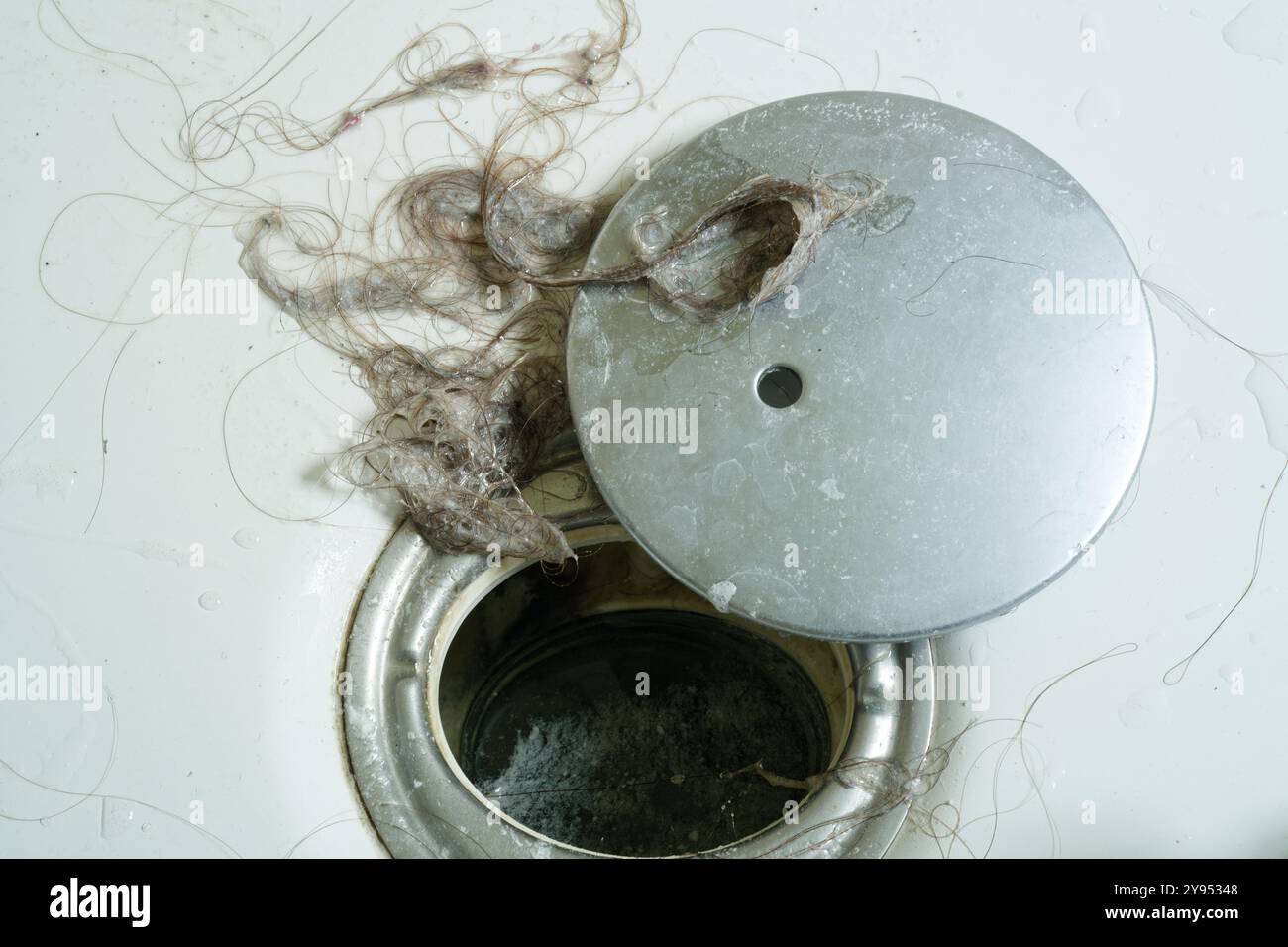 Hair and soap from a shower drain. A disgusting mix of hair and soap ...