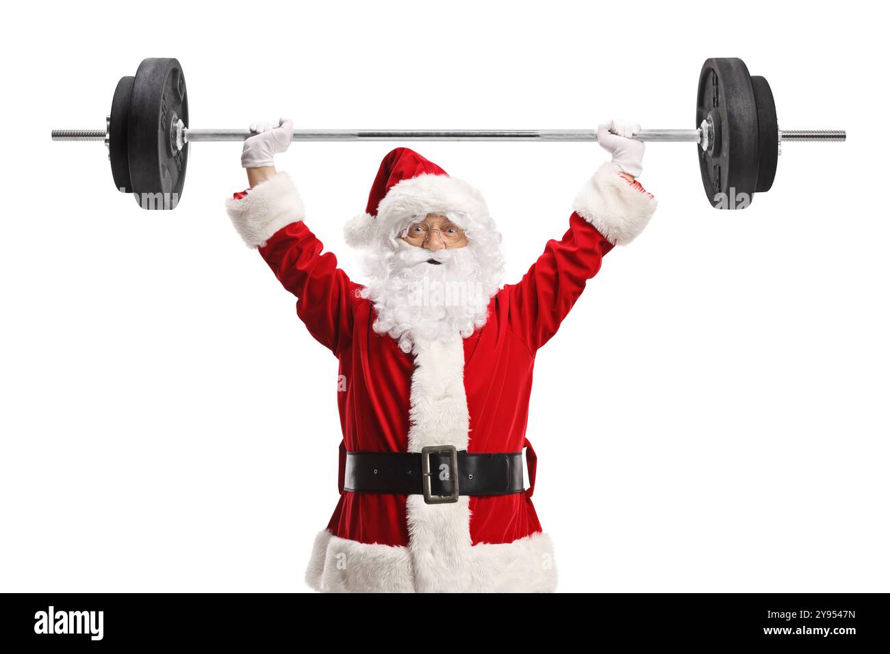 Santa claus lifting weights isolated on white background Stock Photo ...