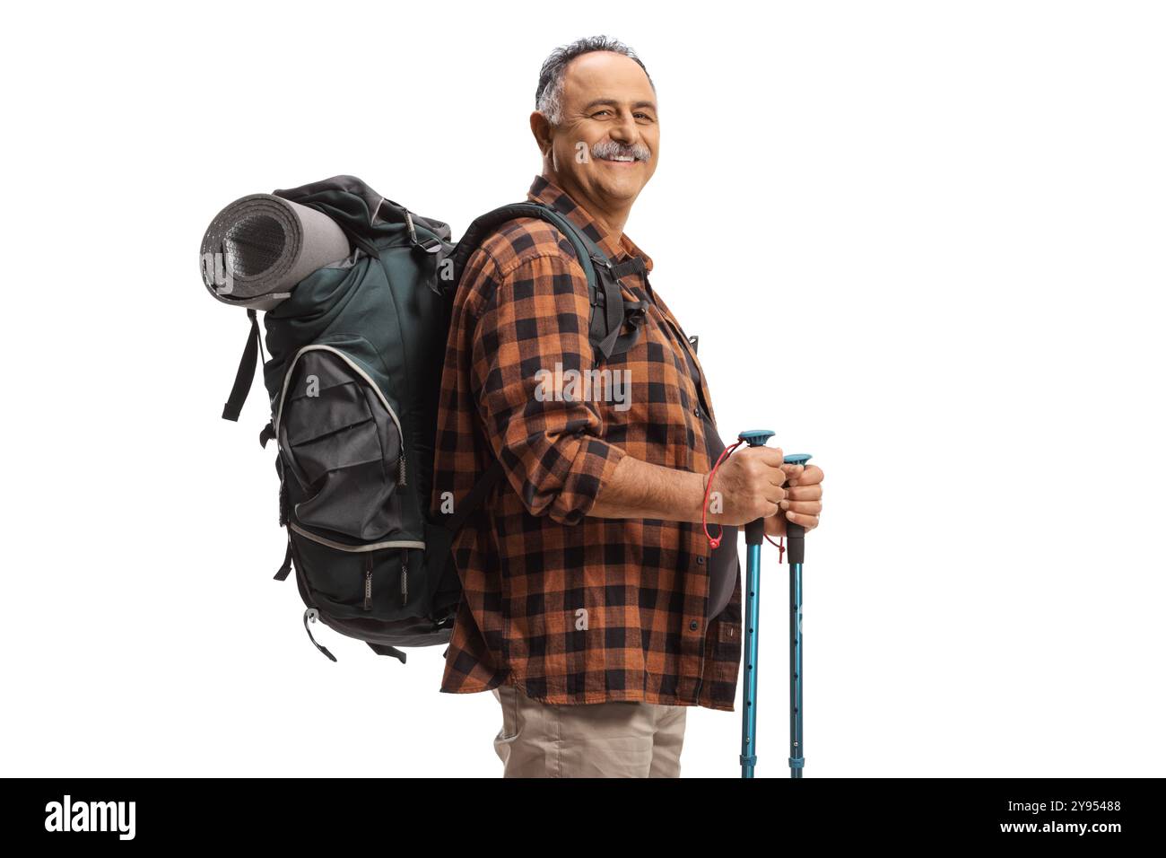 Mature backpacker trekking poles hi-res stock photography and images ...
