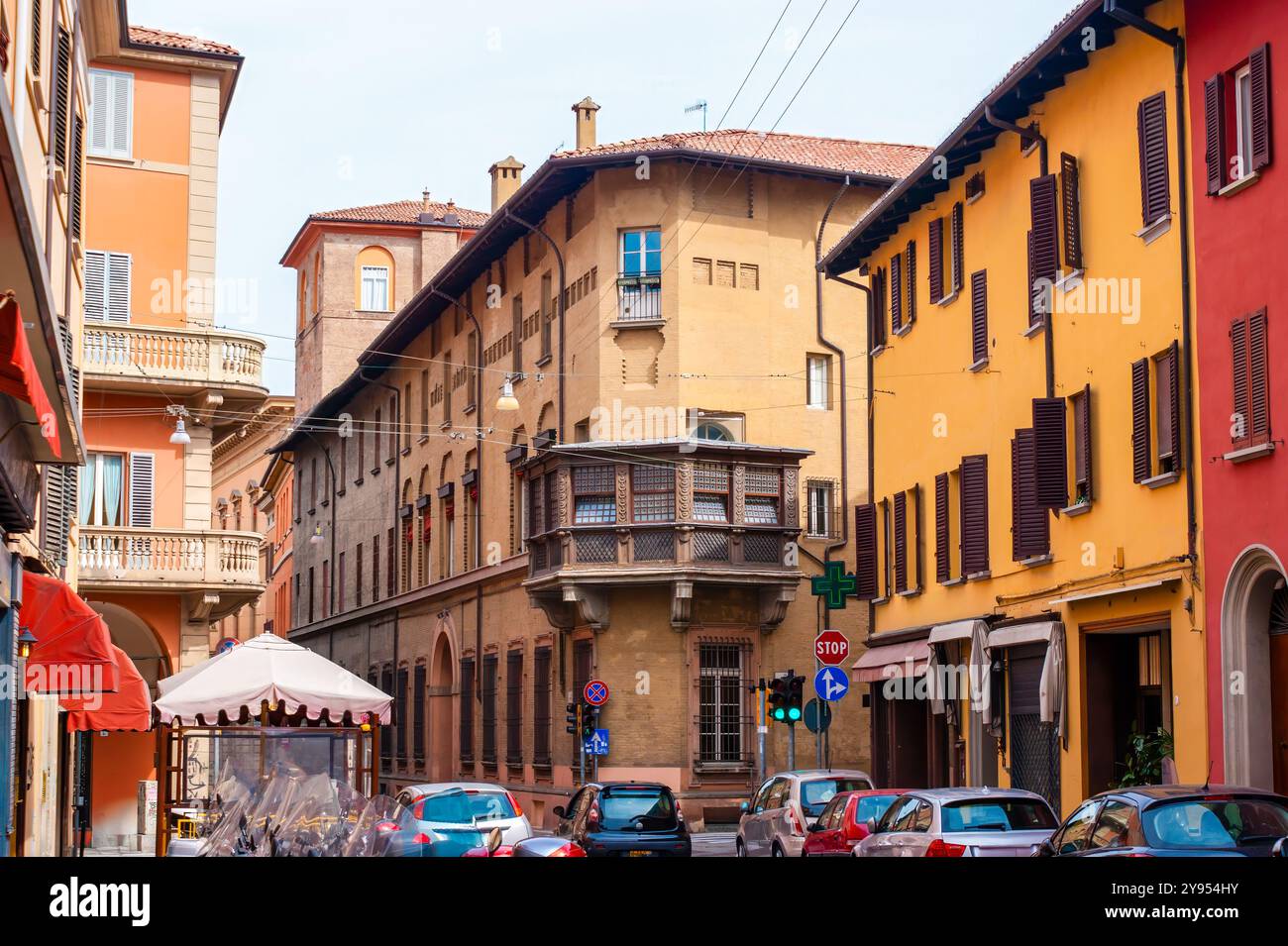 Typical old Bolognese residential houses in the historic center of the ...