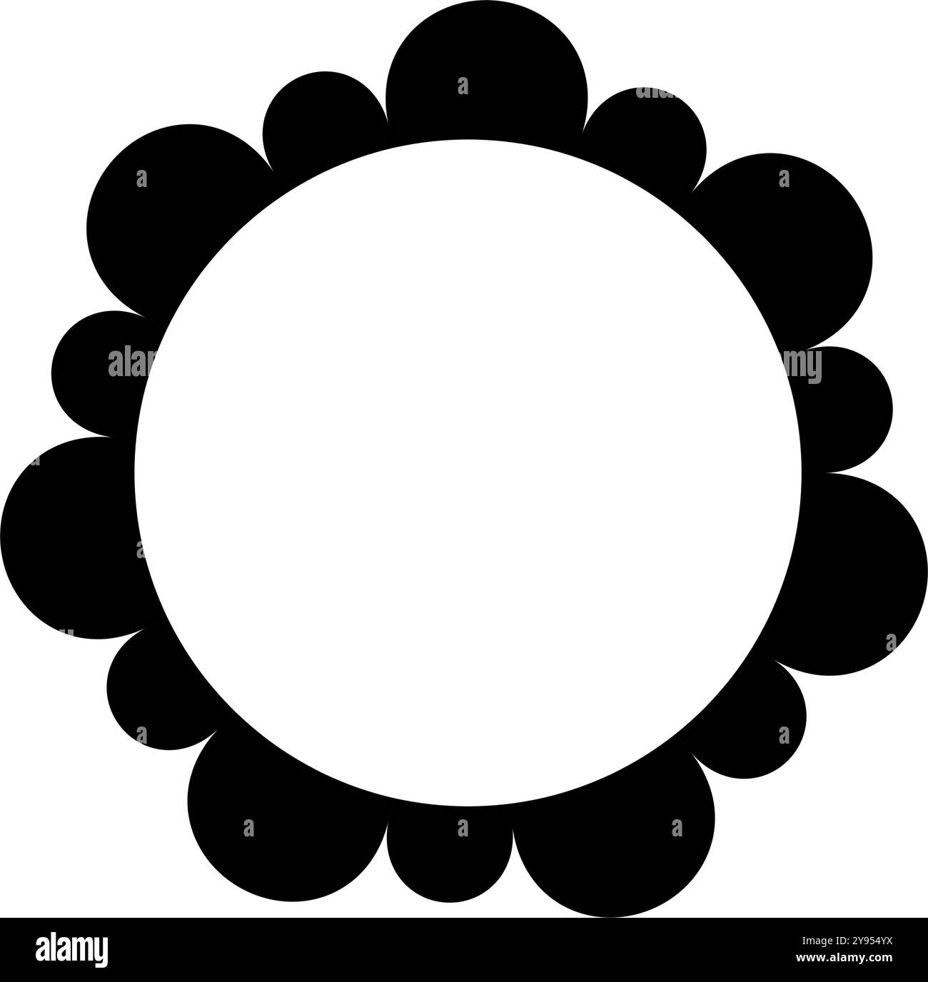 Scalloped edge circle frame. Simple round scalloped border. Fabric lace ...