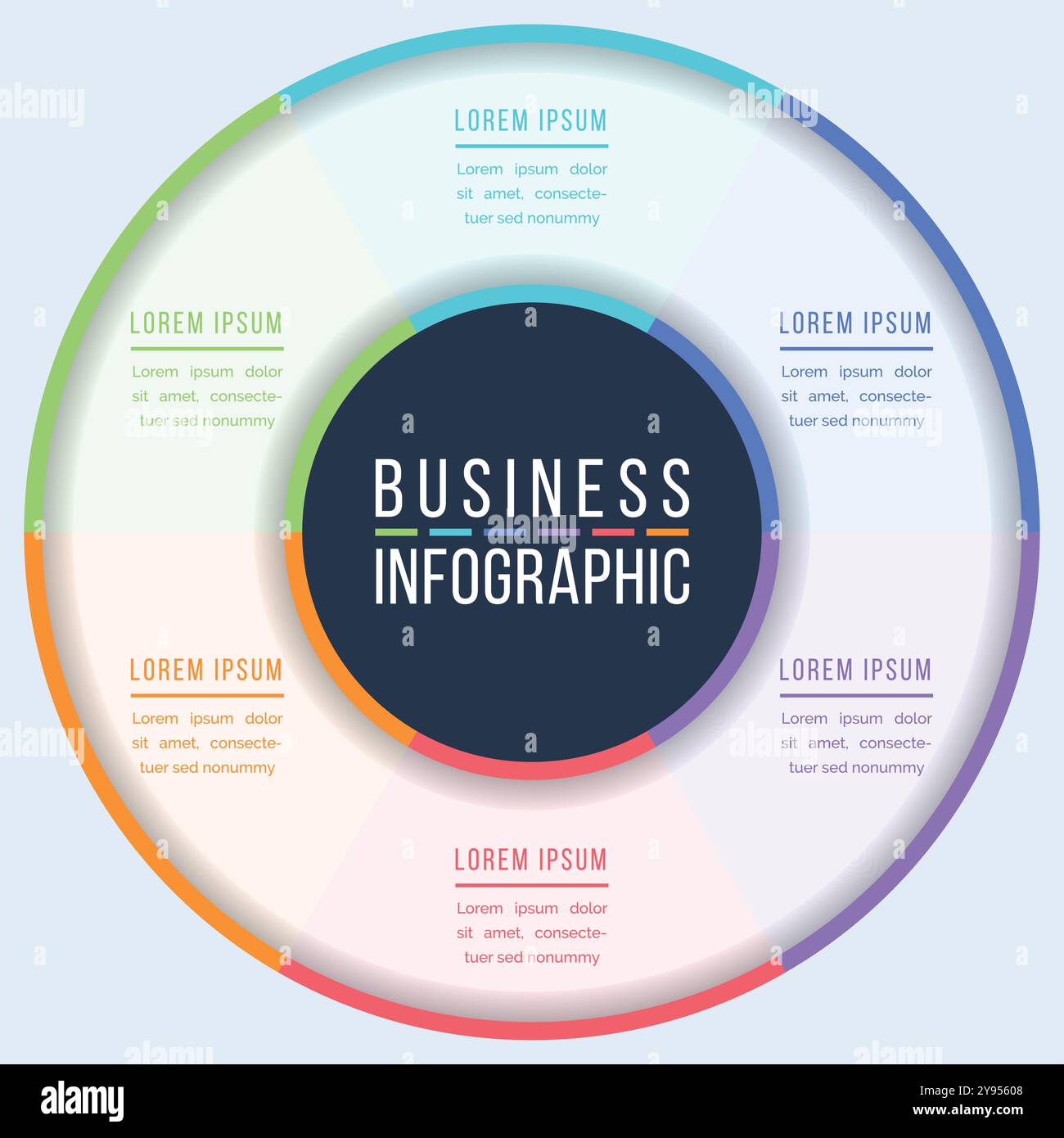 Circle Infographic design 6 steps, objects, elements or options ...