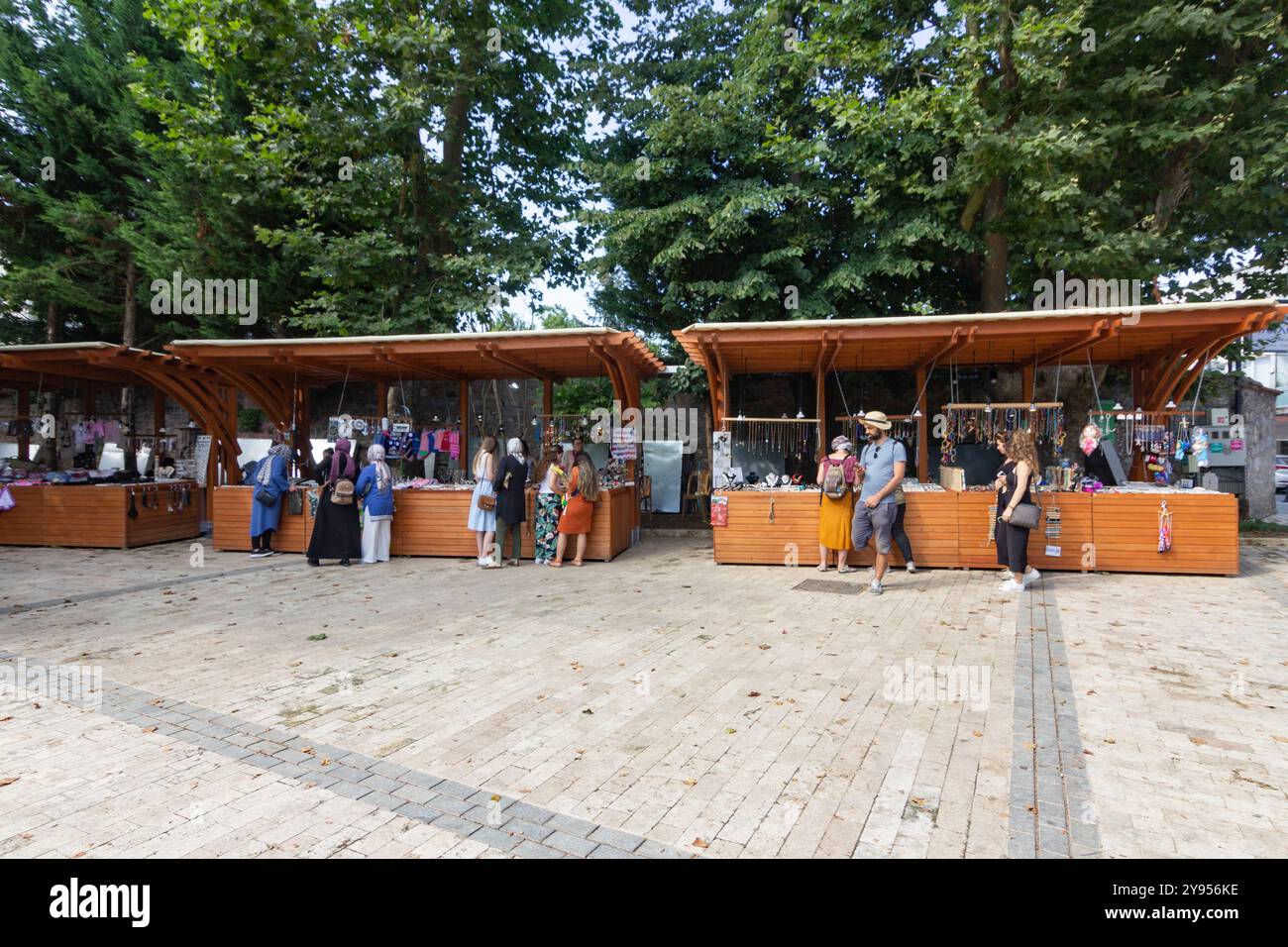 Casual shopping experience at wooden market booth in kanlica istanbul ...
