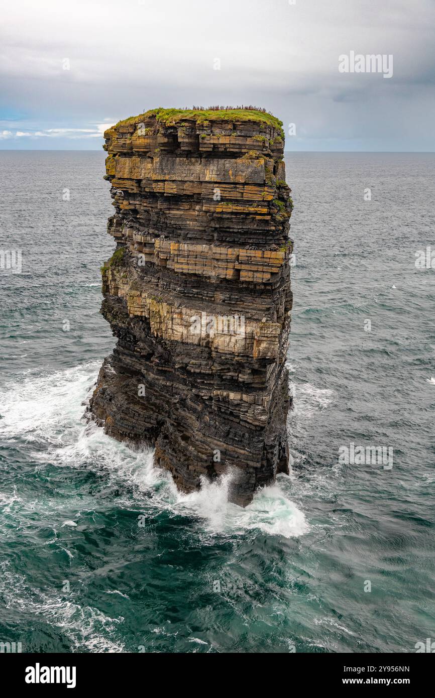 Iconic sea stacks Downpatrick Head also Dun Briste, County Mayo ...