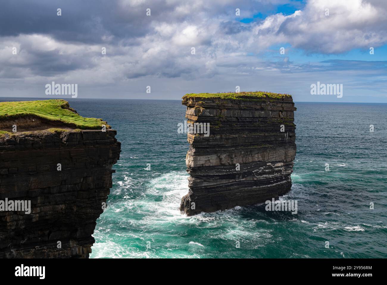 Iconic sea stacks Downpatrick Head also Dun Briste, County Mayo ...