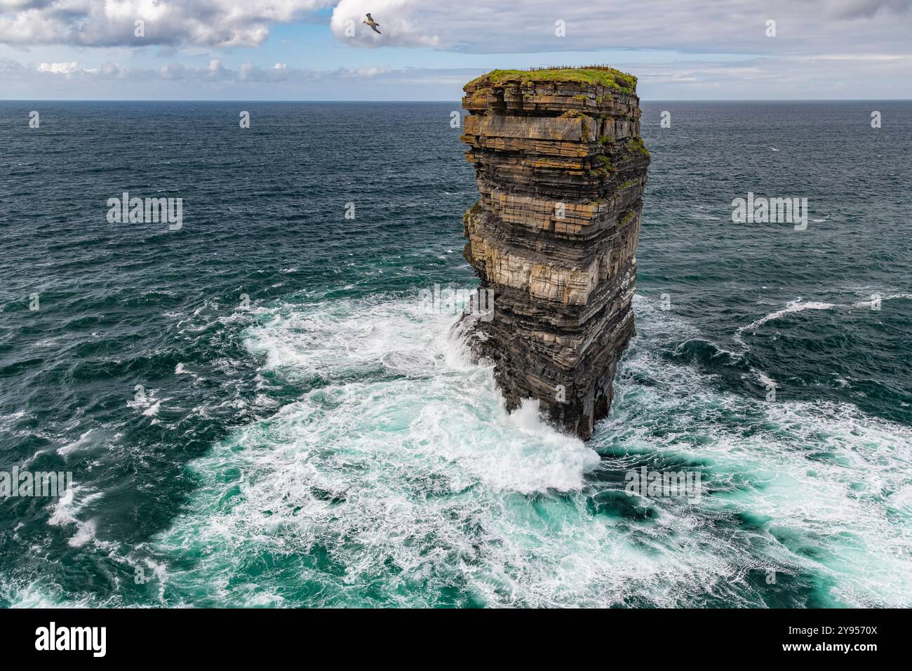 Iconic sea stacks Downpatrick Head also Dun Briste, County Mayo ...