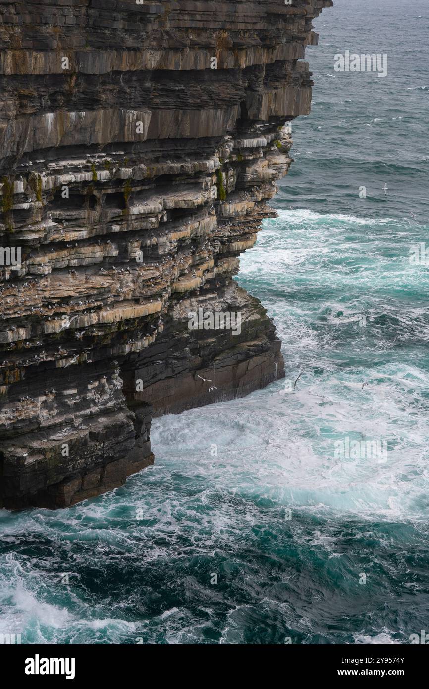 Iconic sea stacks Downpatrick Head also Dun Briste, County Mayo ...
