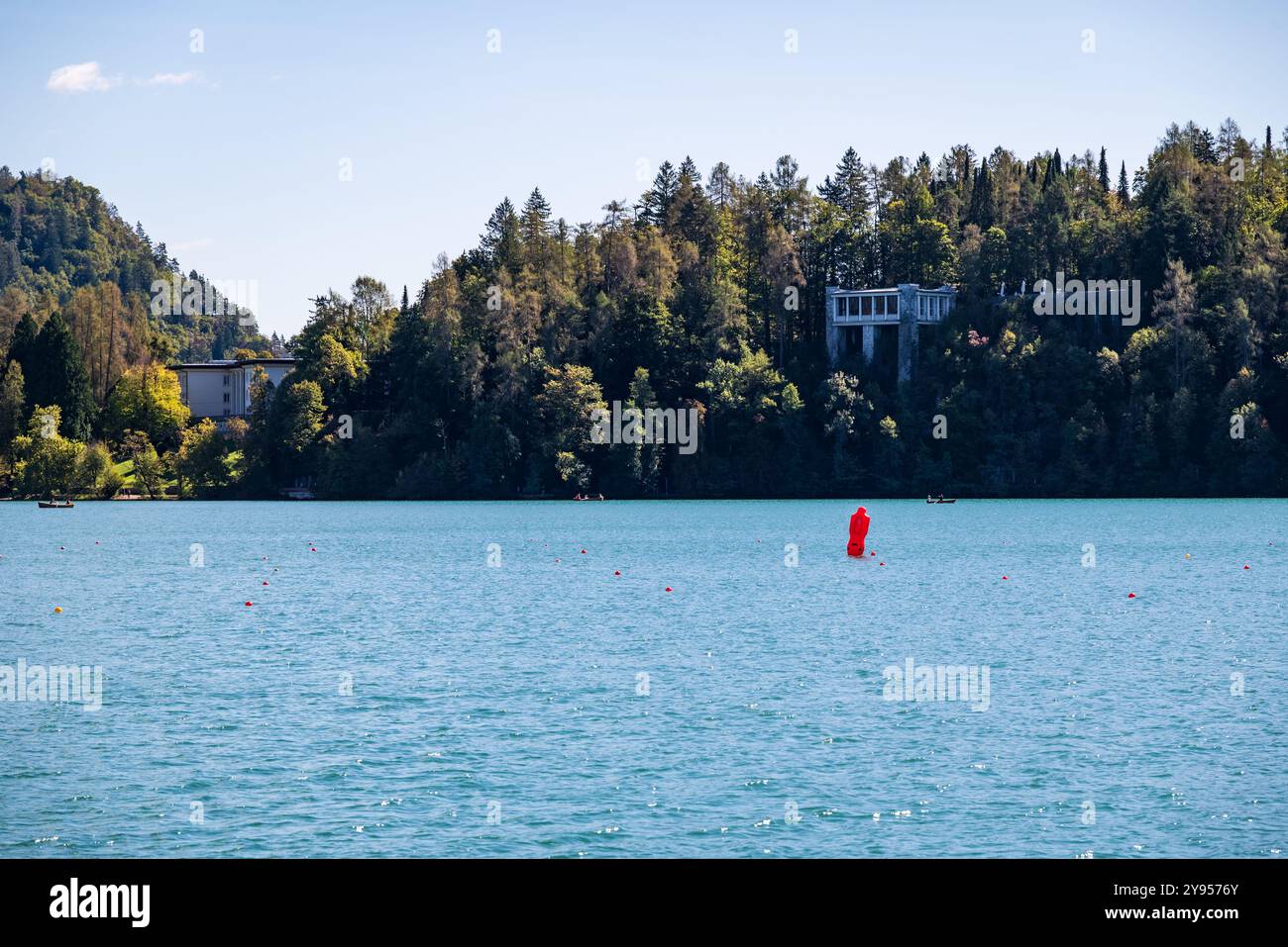 Panoramic viewpoint and overlook over the lake of Bled in the Julian ...