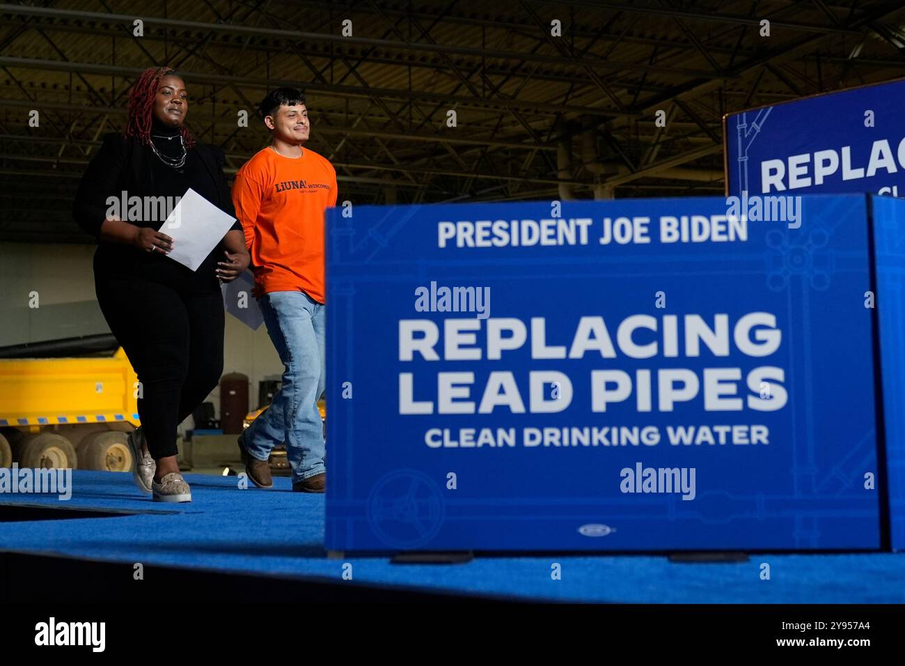 Alonso Romo, LiUNA Local 113 & introducer, right, and Shy McElroy ...