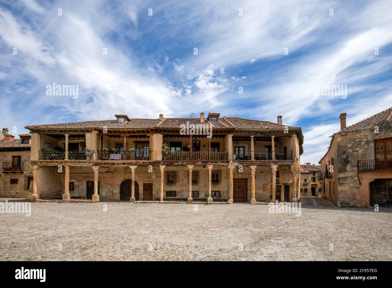 Plaza Mayor de Pedraza, Segovia, Castilla y Leon, Spain, with its ...
