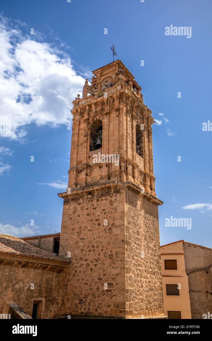 Bell tower of the parish church of Saint Peter and Saint Paul in Ademuz ...