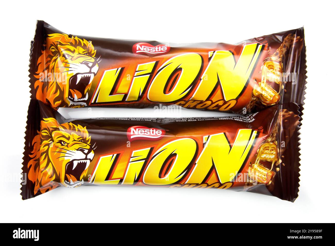 lion brand chocolate bar on a white background Stock Photo - Alamy