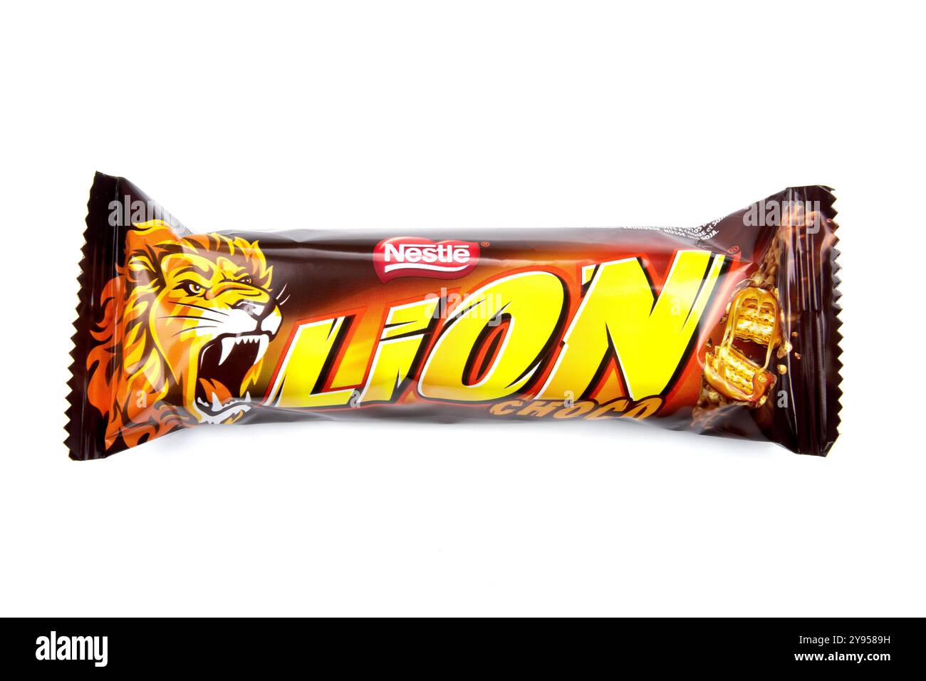 lion brand chocolate bar on a white background Stock Photo - Alamy