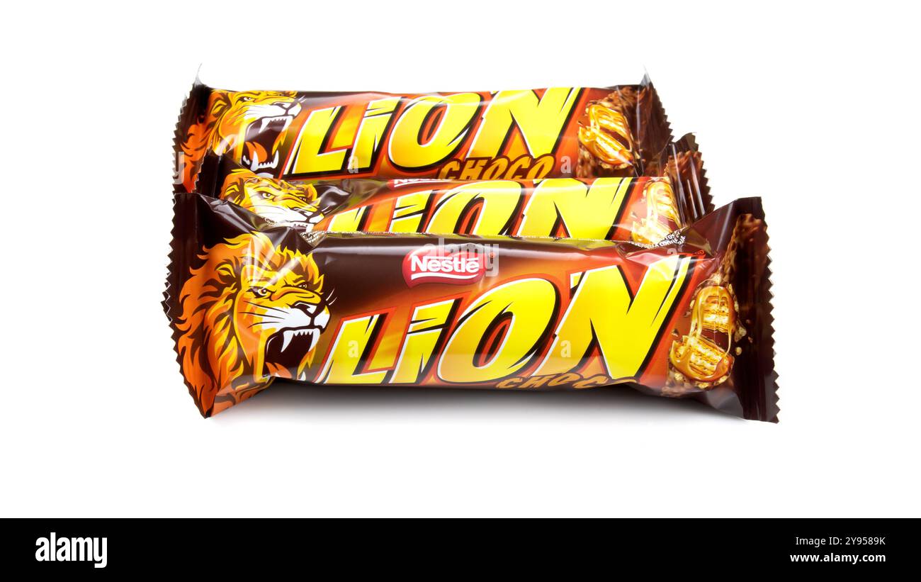 lion brand chocolate bar on a white background Stock Photo - Alamy