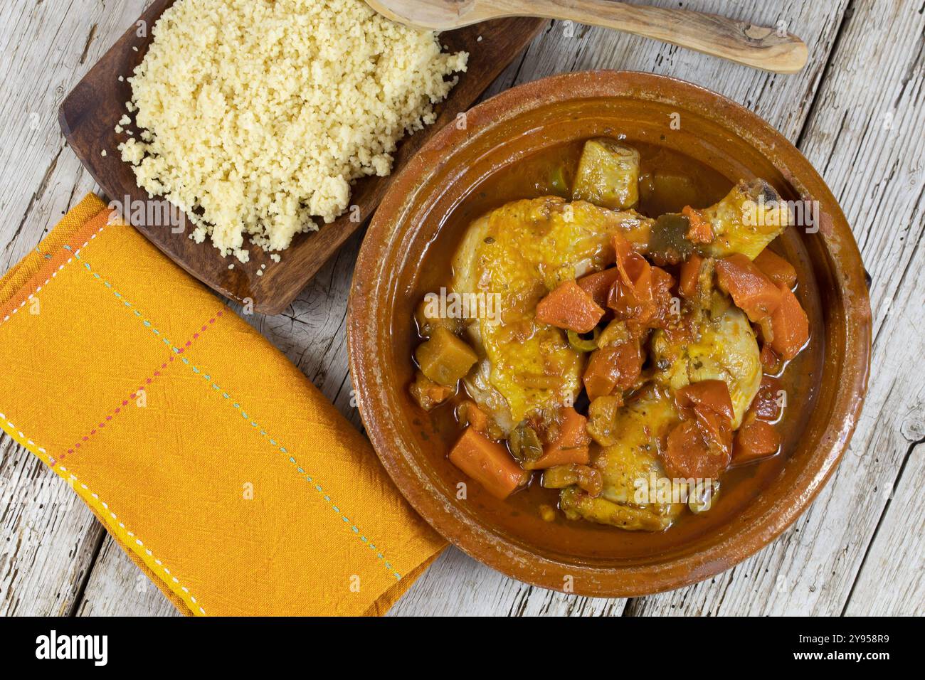 chicken tajine with vegetables with semolina Stock Photo - Alamy