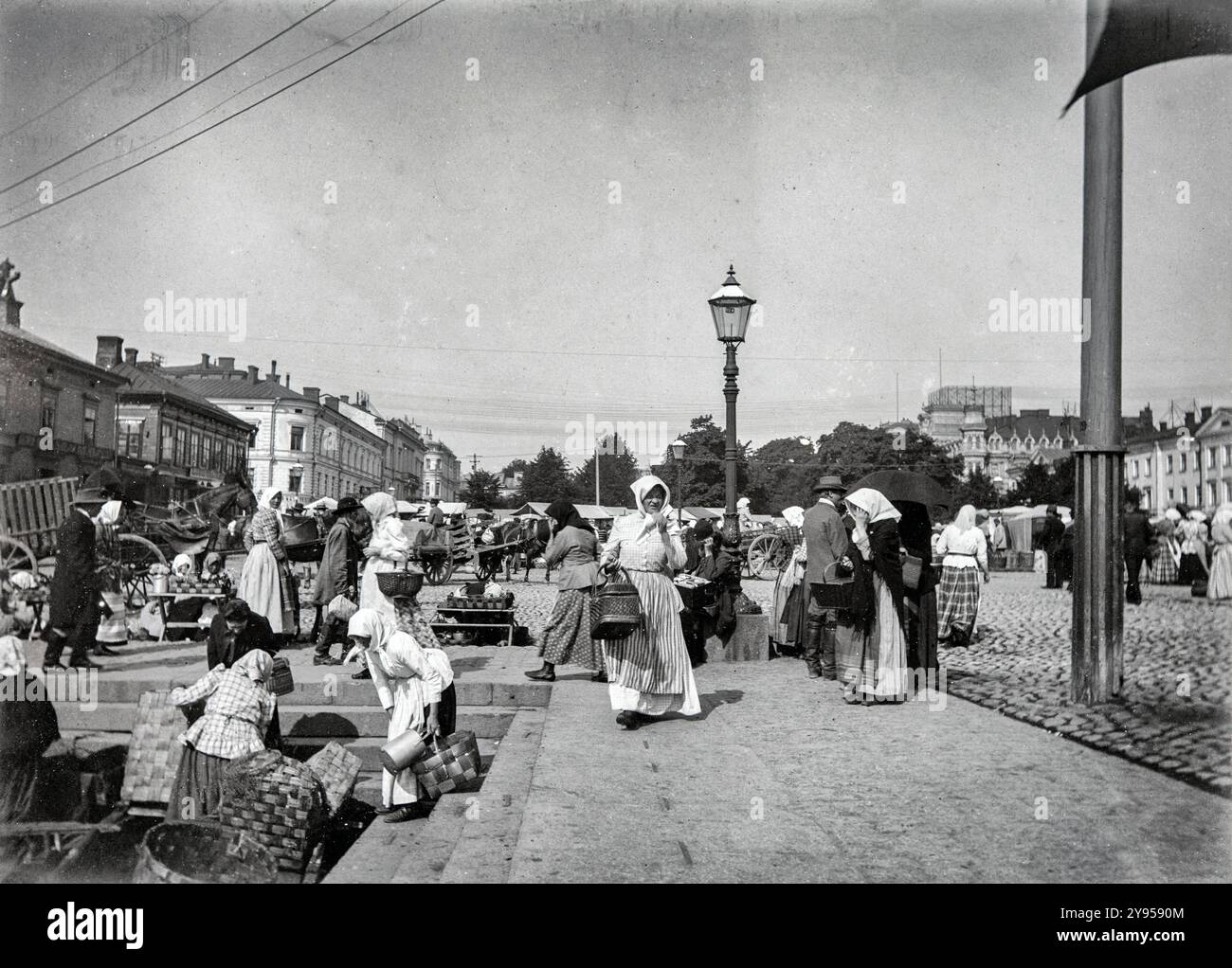 Market square by the Kolera basin, Helsinki, Finland 1890 Stock Photo ...