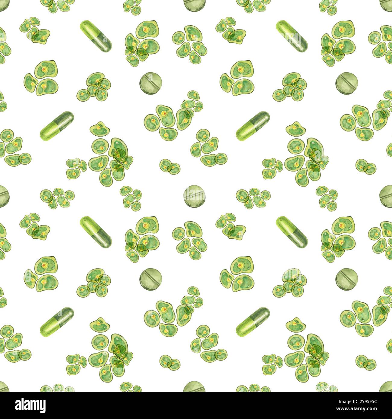 A watercolor illustration featuring a detailed seamless pattern of ...