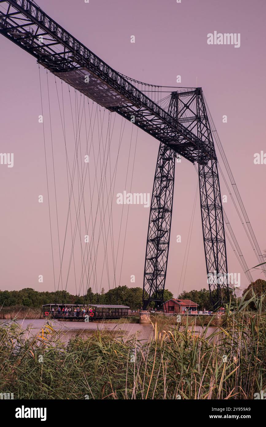 Transporter bridge crossing a river in Rochefort, Charente, France ...