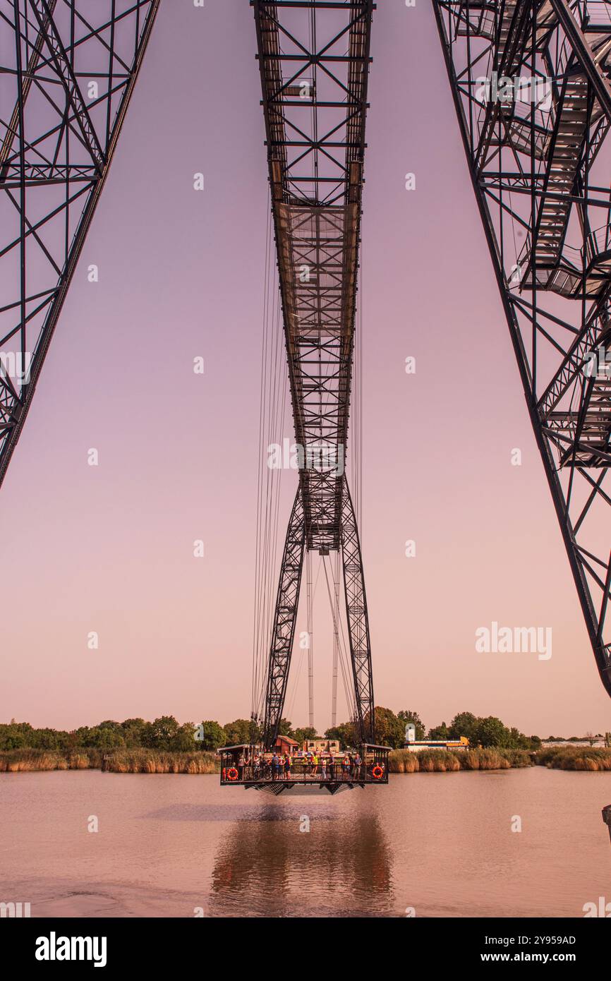 Transporter bridge crossing a river in Rochefort, Charente, France ...
