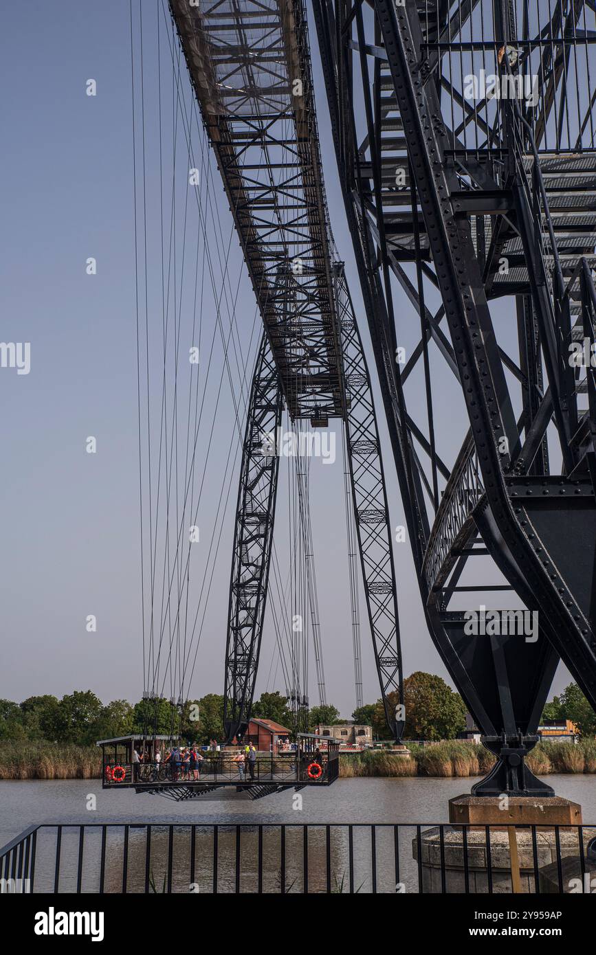 Transporter bridge crossing a river in Rochefort, Charente, France ...