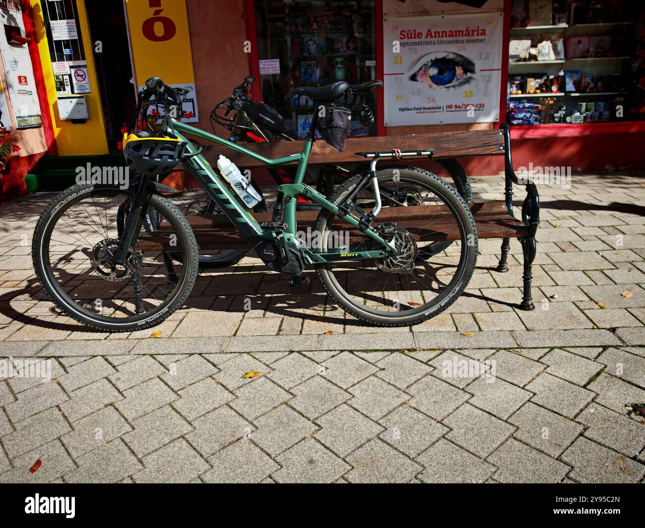 driving and transport on electric bicycle, environmentally friendly ...