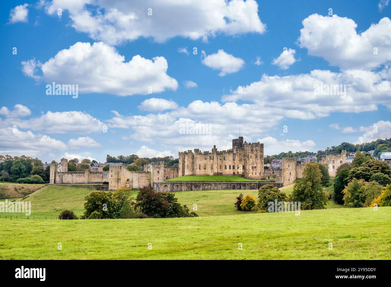 The image is of Alnwick Castle in Northumberland on the northeast coast ...