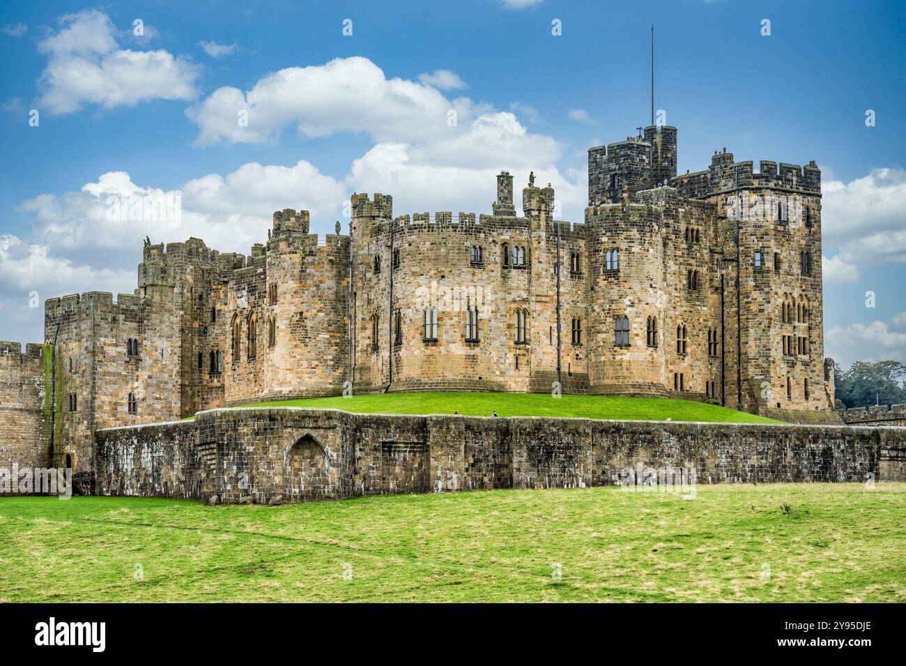The image is of Alnwick Castle in Northumberland on the northeast coast ...