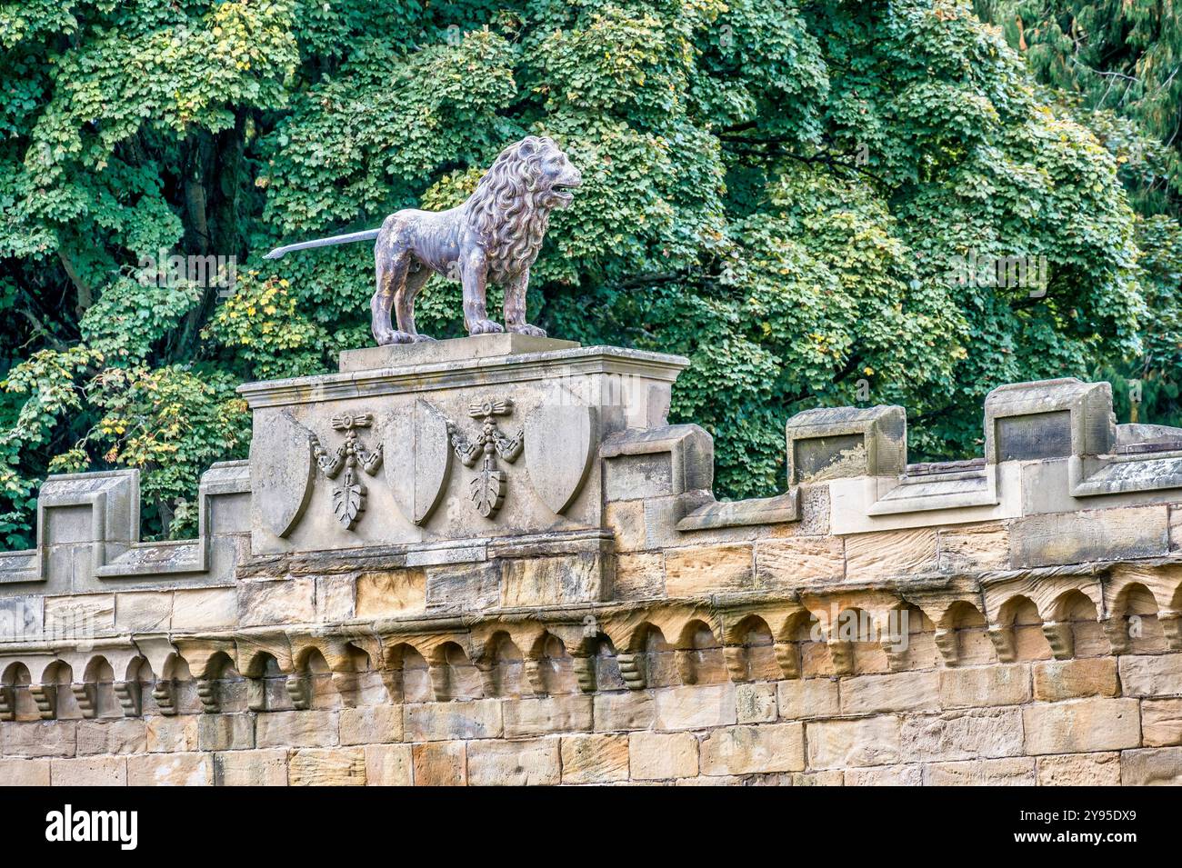 The image is of Alnwick Castle in Northumberland on the northeast coast ...