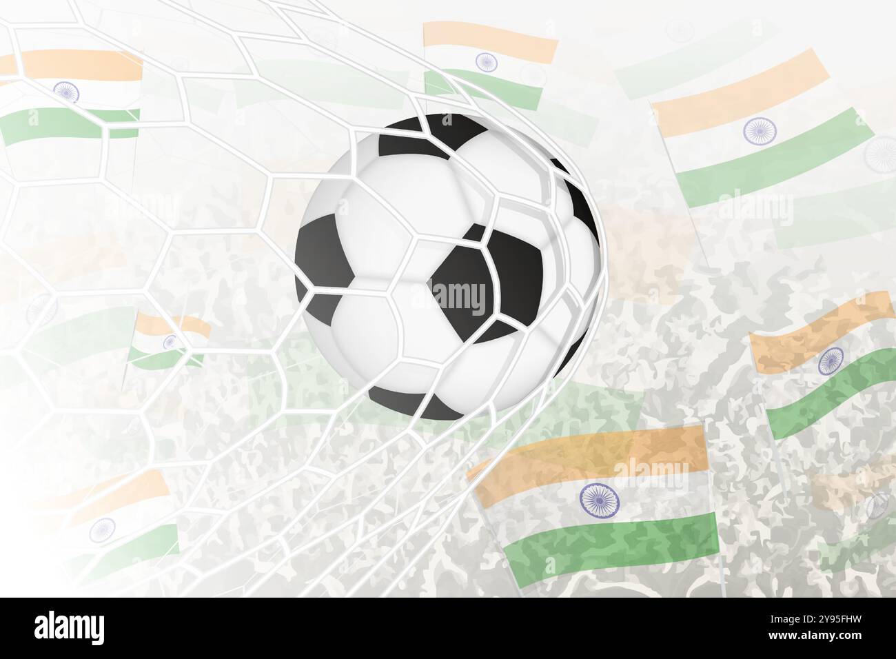 National Football team of India scored goal. Ball in goal net, while ...