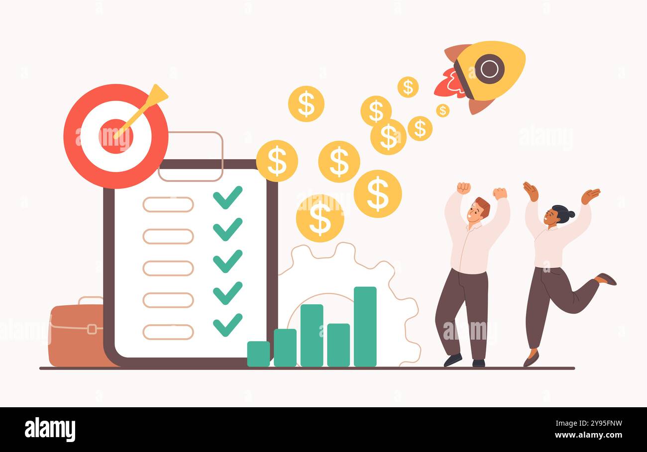 Business project done, team achievement finish and celebration by ...