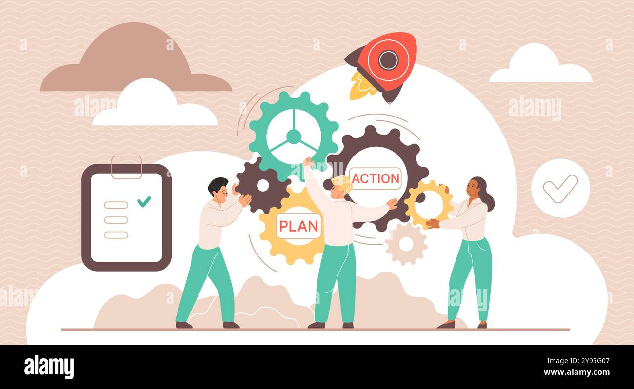 Action plan for business project implementation by team of employees ...