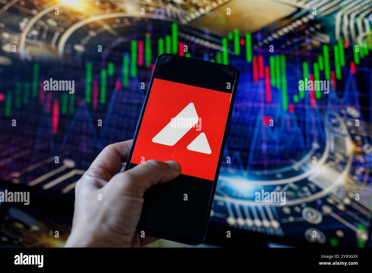 In this photo illustration, the Avalanche (AVAX) logo seen displayed on ...