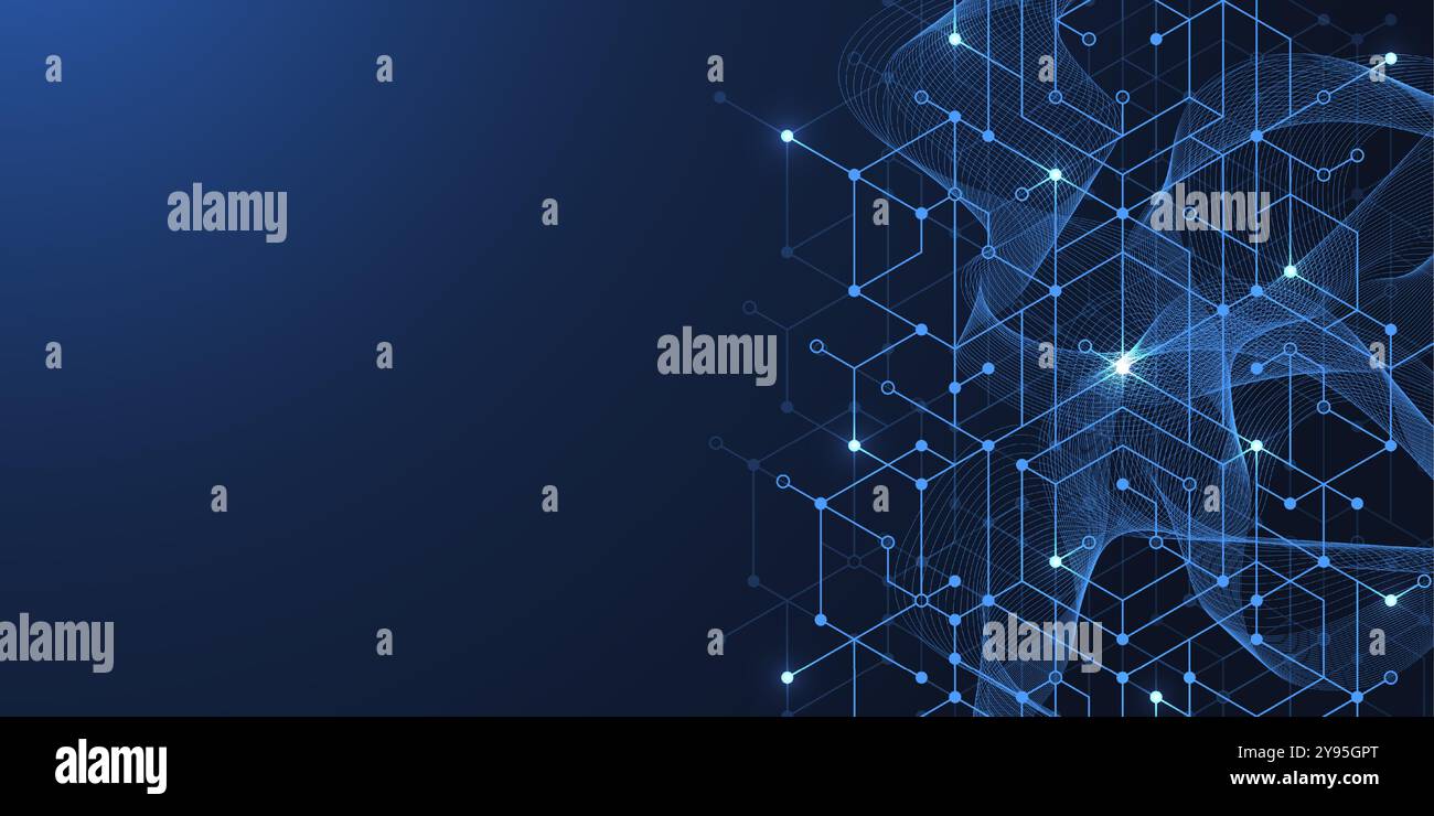 Hexagonal digital abstract background. Technology concept with lines, dots and hexagons for ...