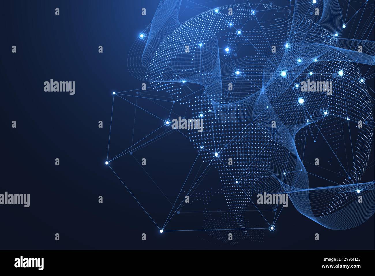 Global network connection concept. Big data visualization. Social network communication in the ...