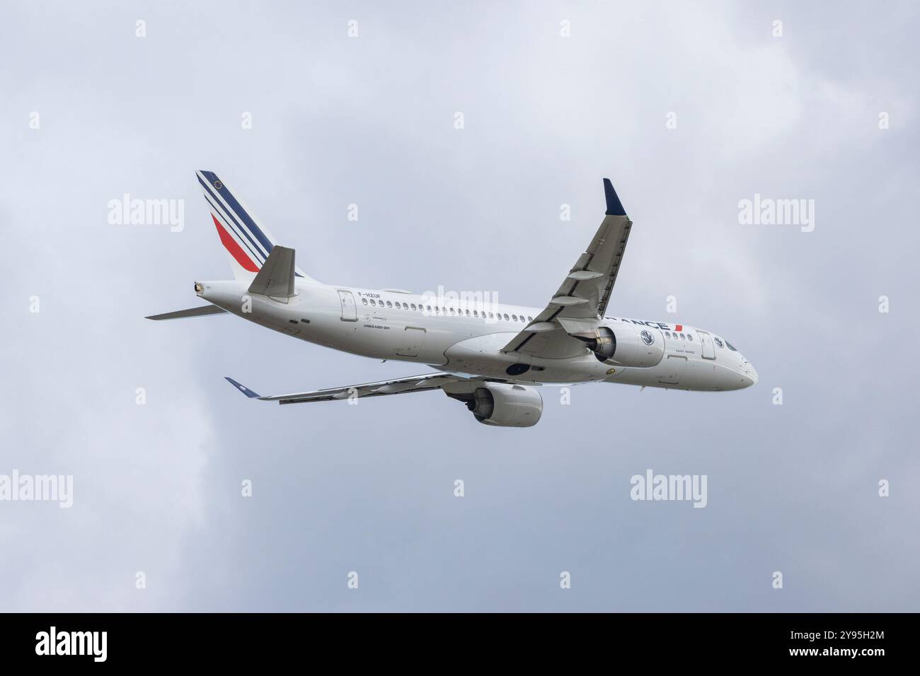 Air France Airbus a220 taking off from the Helsinki airport in Finland ...