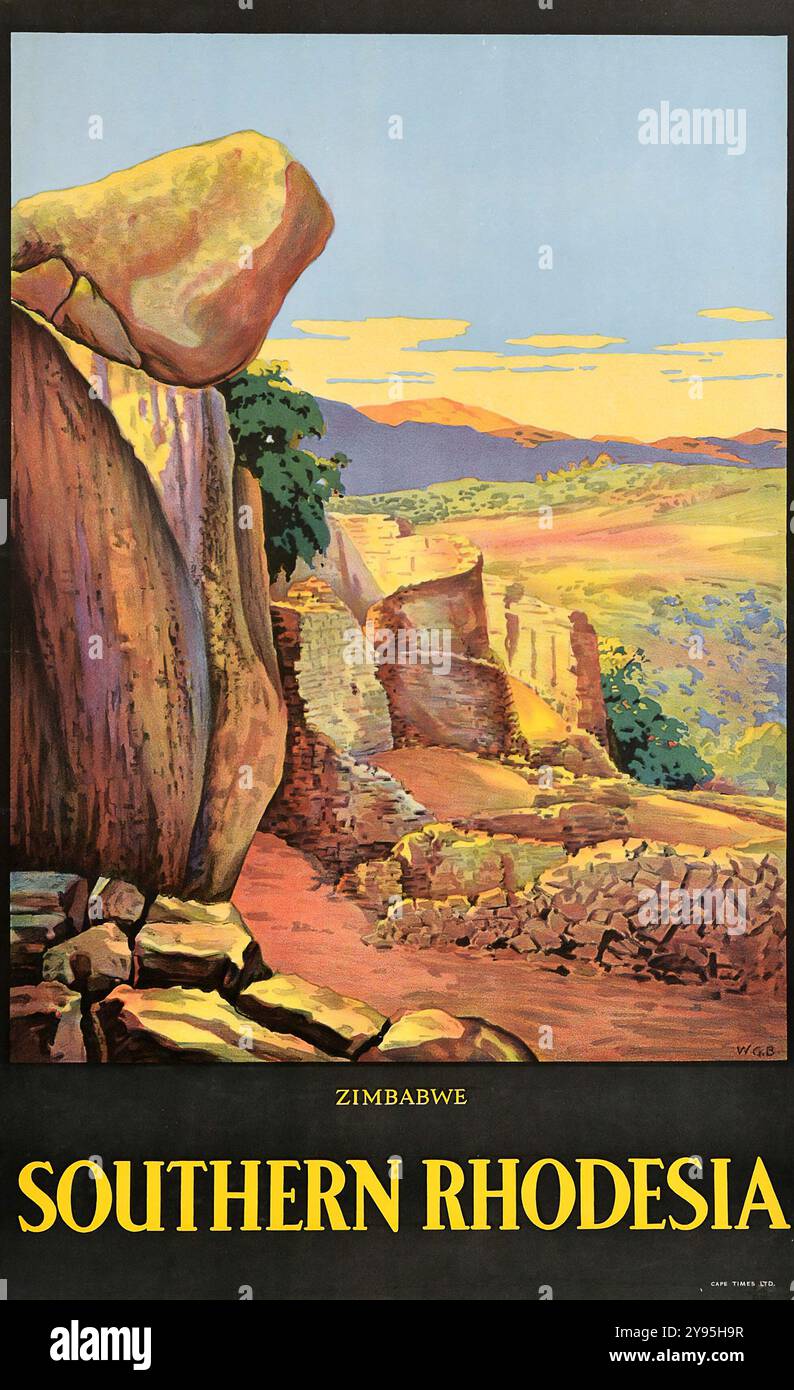 Zimbabwe- Southern Rhodesia. Vintage Travel Poster by William George ...