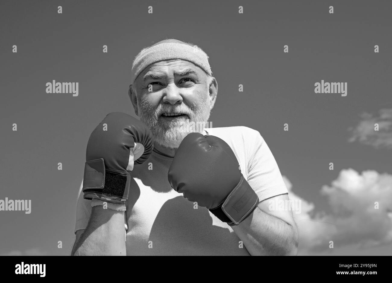 Elderly sportive man doing Black and White Stock Photos & Images - Alamy