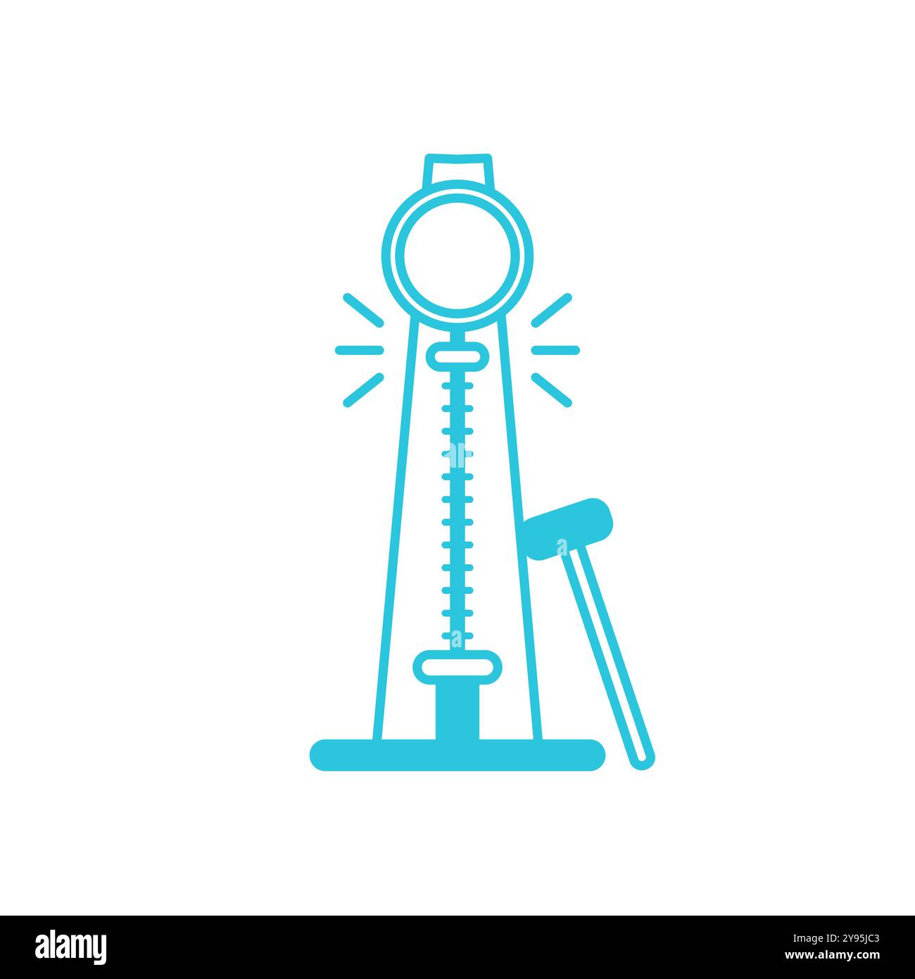 Fun fair strength tester hammer machine icon. Isolated on white ...