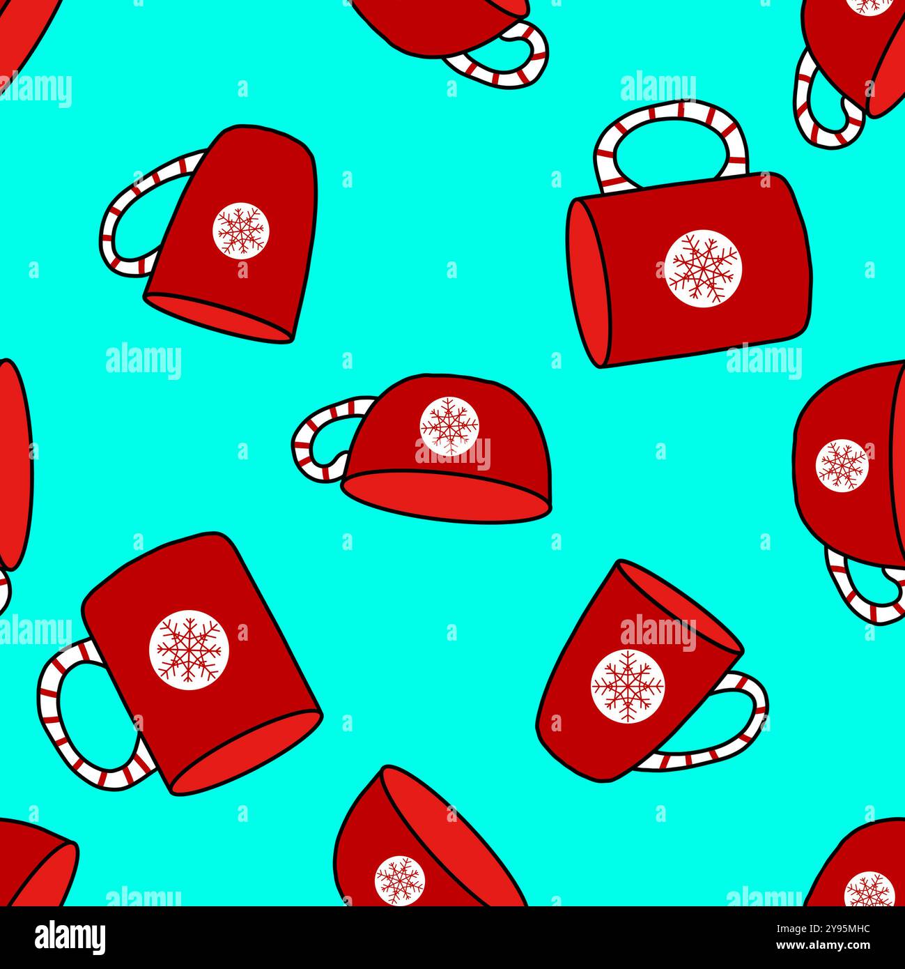 Christmas cups seamless winter mugs pattern for fabrics and linens and ...