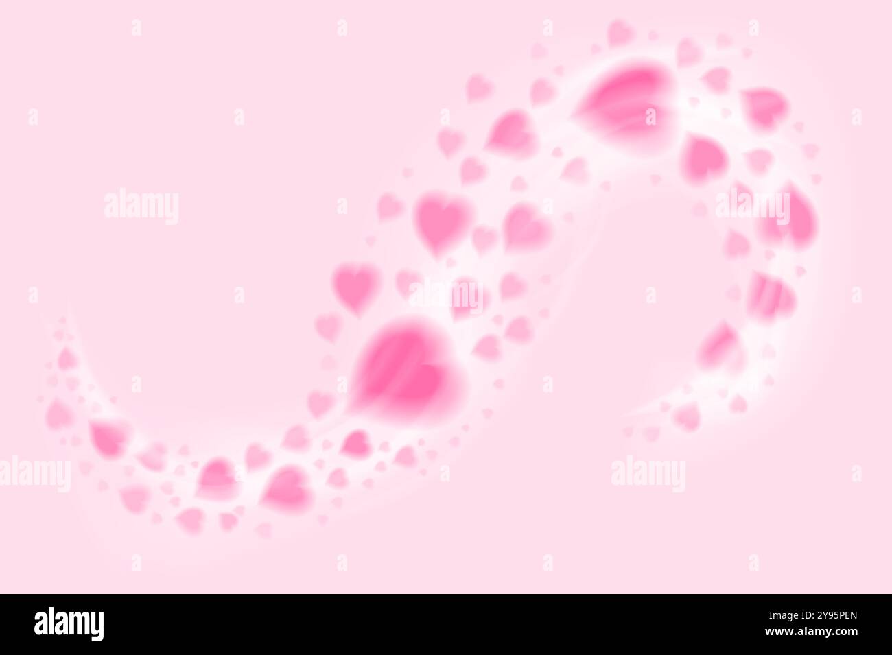Heart trail on pink background. Flower particles flying in magic wind ...