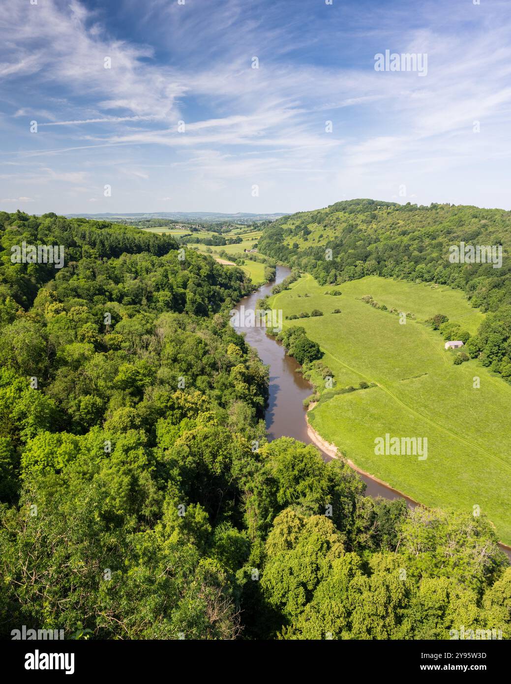 The famous view over the meandering River Wye at Symonds Yat Rock on ...