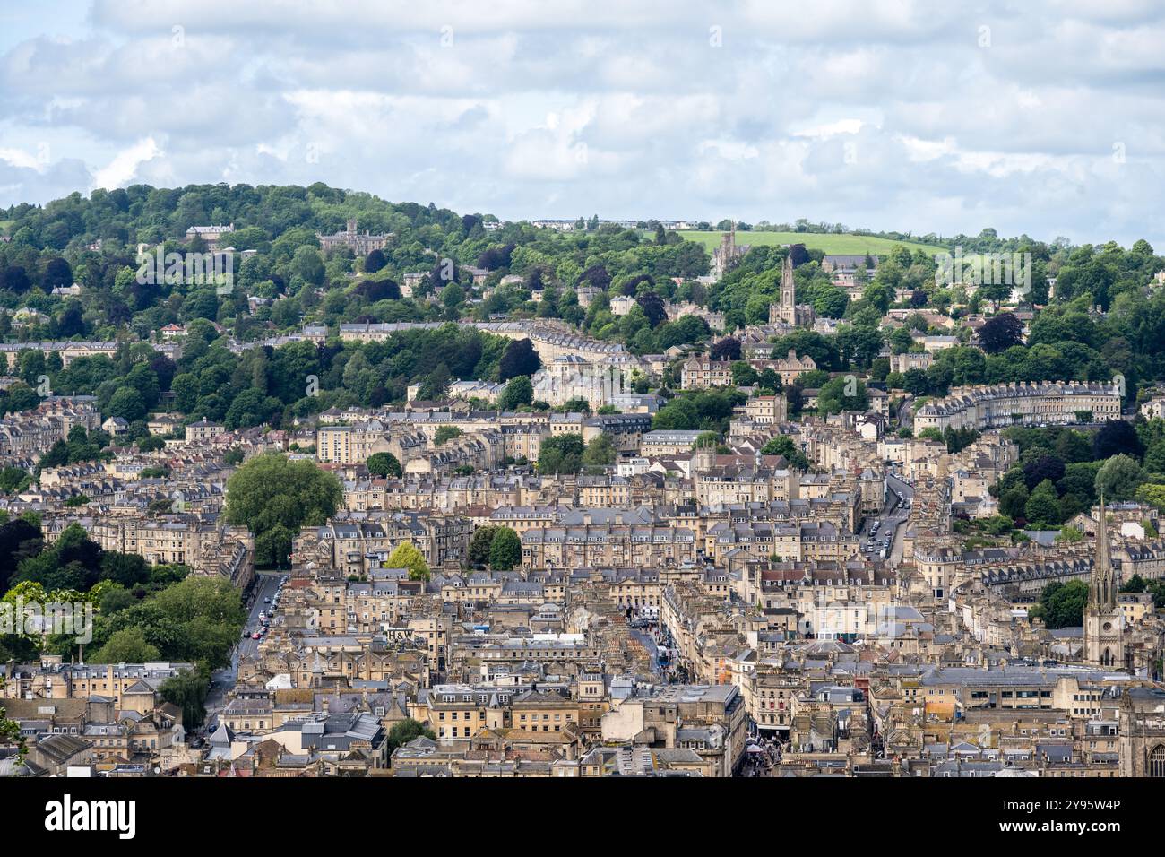 The Georgian cityscape of Bath rises on the slopes of Lansdown Hill in ...