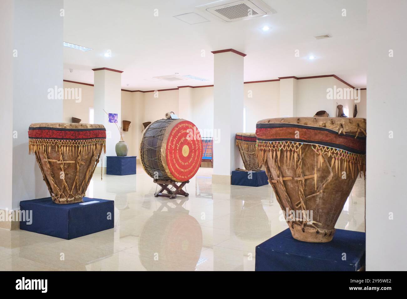 A gallery with displays of traditional, handmade crafts, including ...