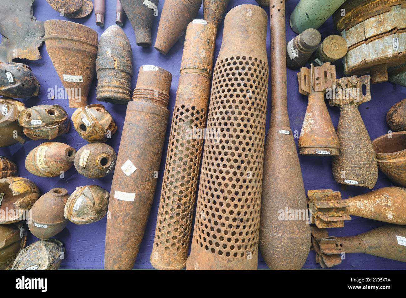 Various bombs, old landmines used by Nixon during the Vietnam war. At ...