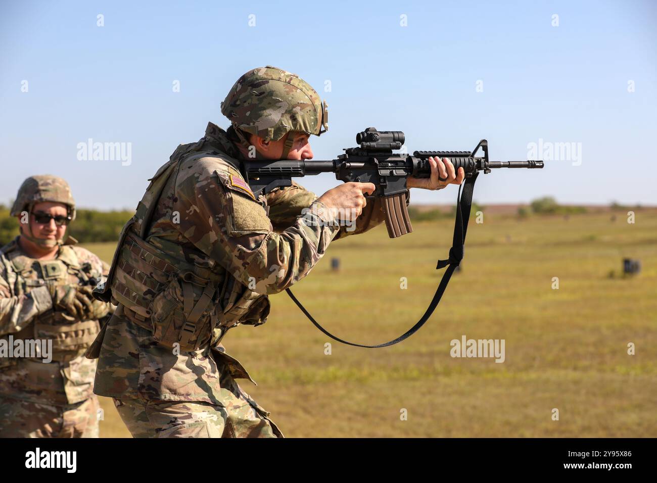 A soldier from 3-2 ADA Battalion practices skills learned during ...