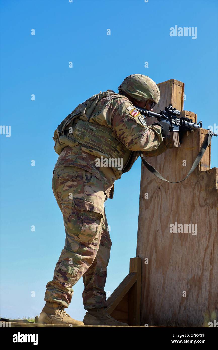 A soldier from 3-2 ADA Battalion practices skills learned during ...