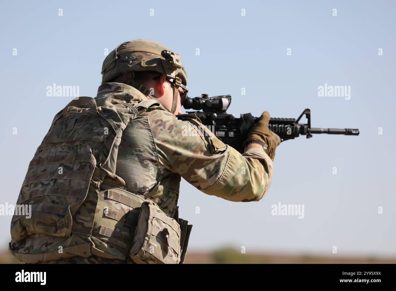 A soldier from 3-2 ADA Battalion practices skills learned during ...