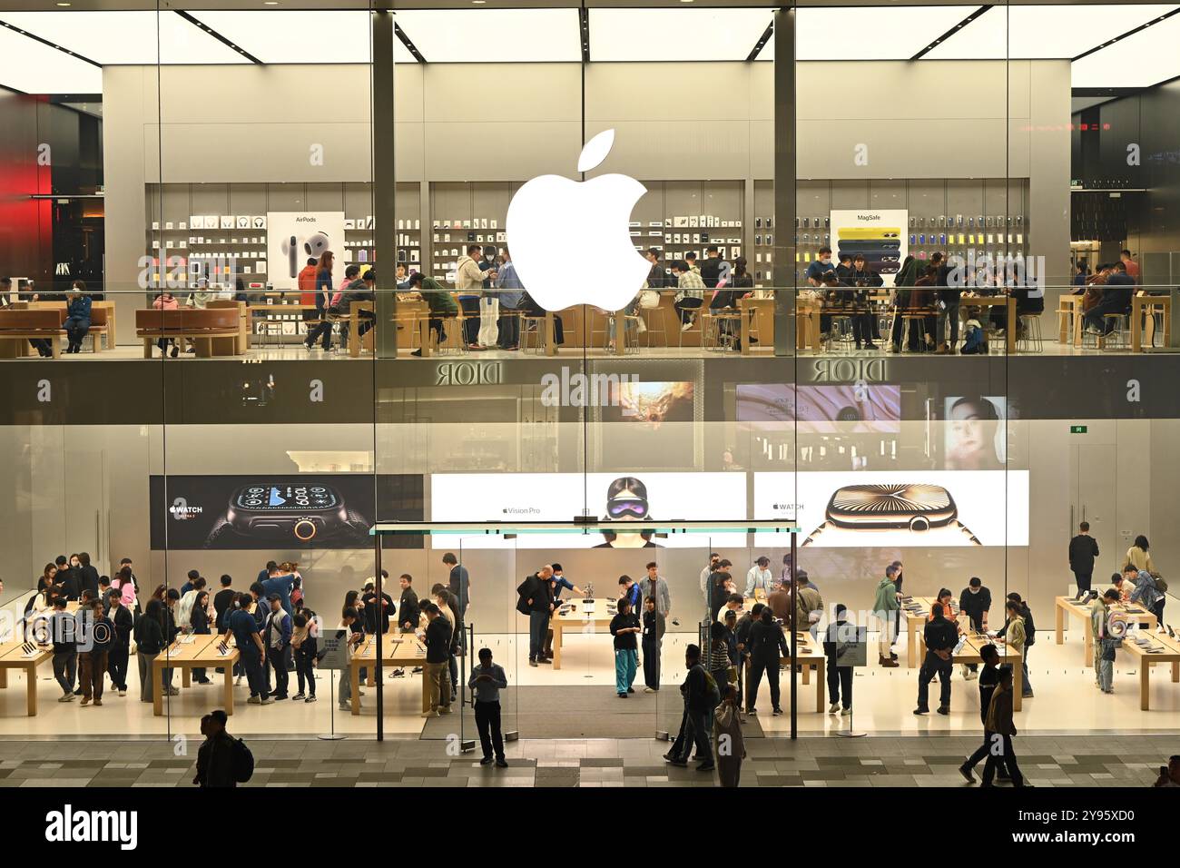 CHENGDU, CHINA - OCTOBER 8, 2024 - Customers experience Apple products ...