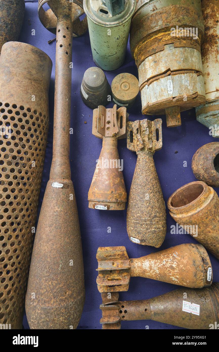 Various bombs, old landmines used by Nixon during the Vietnam war. At ...